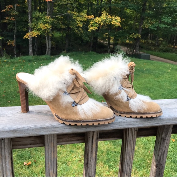 Coach | Shoes | Coach Rare Suede Shearling Heels Made In Italy | Poshmark